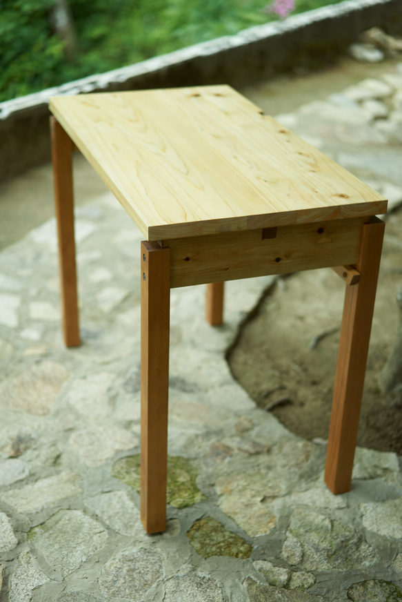 スレンダーな国産ひのき無垢材のワークデスク（作業机）または小さな食卓 ショートVer D-1s 机・デスク OldbutNew 通販 ...