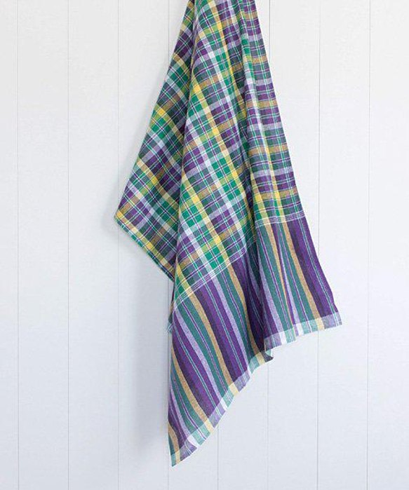 カラフル タイの布 パーカオマー (j) チェック柄 紫x緑x黄色 コットン ストールにも♪ 生地 M's MonkeyBanana 通販 ...