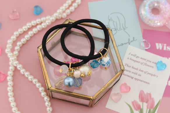 春空ピンク キャンディカラーのヘアゴム2個セット /Creema限定 晴れやかブルー2022 ヘアゴム Yoshiko BBD 通販 ...