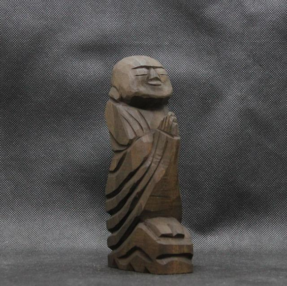 仏像 円空仏 木彫 善財童子(自刻像 16cm 着色 jk2429) 彫刻 円 仏像 円空仏 木彫 善財童子(自刻像 16cm 着色 jk2429) 彫刻 円