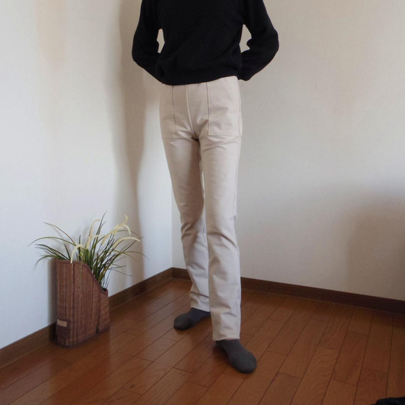 2ウェイストレッチ・コットンツイルのスリムストレートパンツ（股下最80㎝から無料で調整） ロングパンツ うぃんぐえむ19 通販 ...