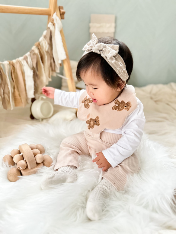 もちもち♡テディベア柄ふわふわスタイ スタイ・よだれかけ Baby&Kids AK 通販 13360780｜Creema(クリーマ)