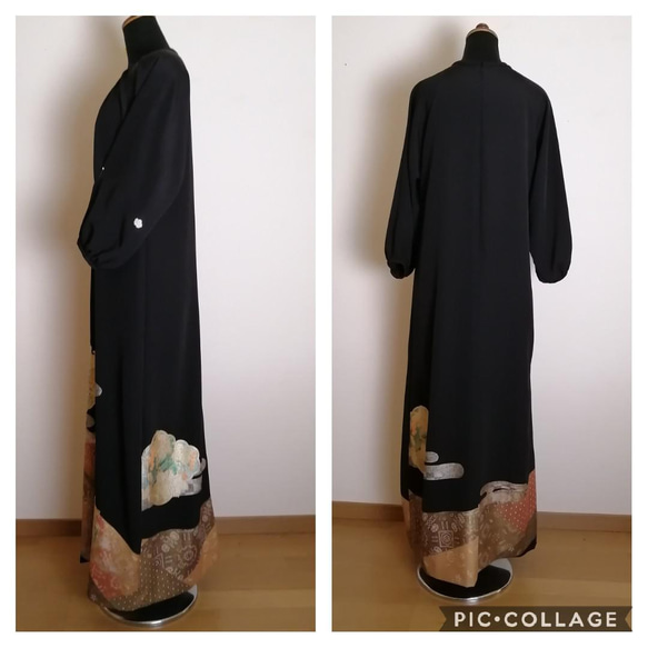 着物リメイク ロングドレス ハンドメイド ワンピース さらあお 通販 13365865｜Creema(クリーマ)