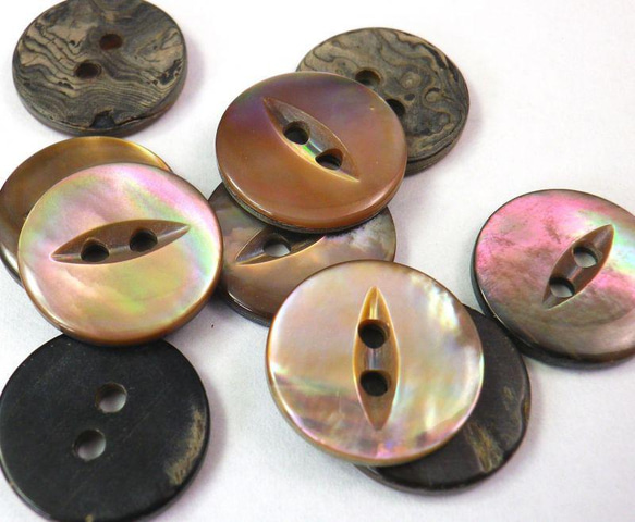 茶蝶貝ボタン 可愛いキャッツアイ型貝ボタン 各サイズ10個セット 送料無料 SH-1152 ボタン 釦工房 通販 13401699 ...