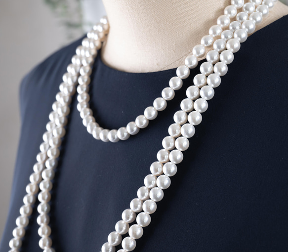 貝パールのロングネックレス 60cm 卒業式 入学式 結婚式 ウェディング 冠婚葬祭 ネックレス・ペンダント レモンソーダ 通販 ...