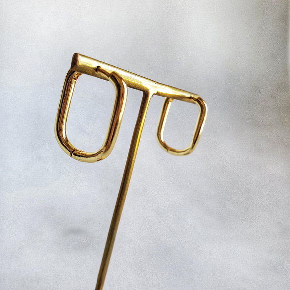 Ring フープピアス オーバルリング 18KGP ピアス（フープ） MILIA 通販｜Creema(クリーマ) 13409226