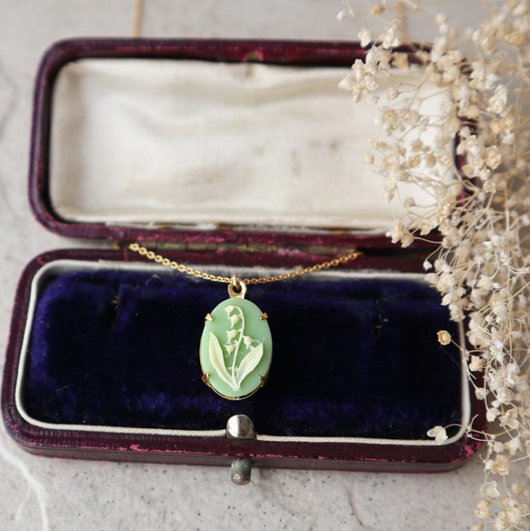 ヴィンテージ！すずらんのカメオネックレス(イエローグリーン) 金アレ対応 ネックレス・ペンダント mignons 通販 13413019 ...
