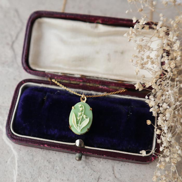 ヴィンテージ！すずらんのカメオネックレス(イエローグリーン) 金アレ対応 ネックレス・ペンダント mignons 通販 13413019 ...