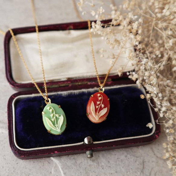 ヴィンテージ！すずらんのカメオネックレス(イエローグリーン) 金アレ対応 ネックレス・ペンダント mignons 通販 13413019 ...