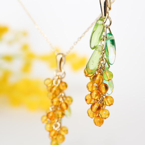 ネックレス 琥珀 ミモザ 春 バルティックアンバー イエロー 黄色 蜂蜜 花 フラワー 軽い ネックレス・ペンダント Miel 通販 ...