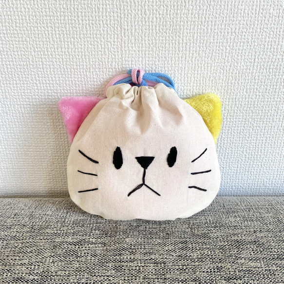 neco no okao mofu mimi 巾着バッグ megumix 通販 13447066｜Creema(クリーマ)