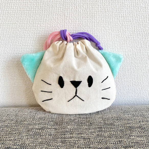 neco no okao mofu mimi 巾着バッグ megumix 通販 13447073｜Creema(クリーマ)