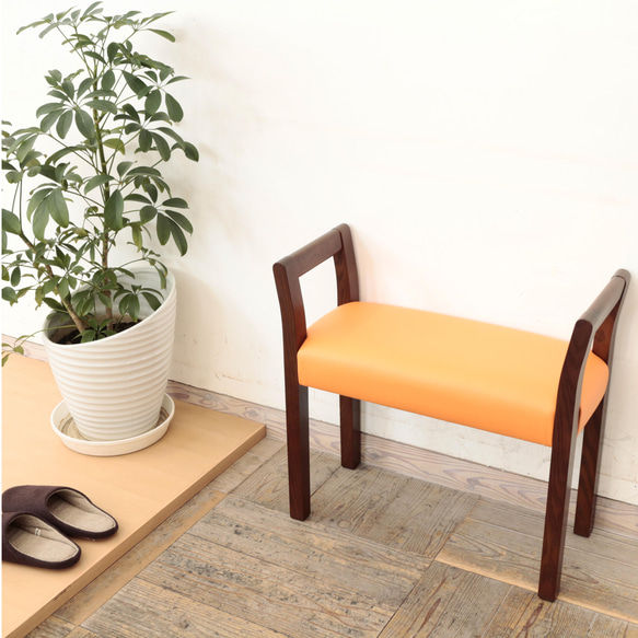 玄関スツール ダブルアーム（BR×合成皮革オレンジ AL-L8681） 椅子（チェアー）・スツール hikosen style 通販 ...