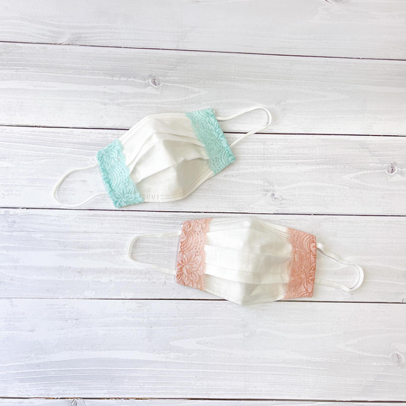 レースの不織布マスクカバー 抗菌 抗ウイルス スキンケア素材(ミント) マスクカバー Calla Lily 通販 13451693 ...