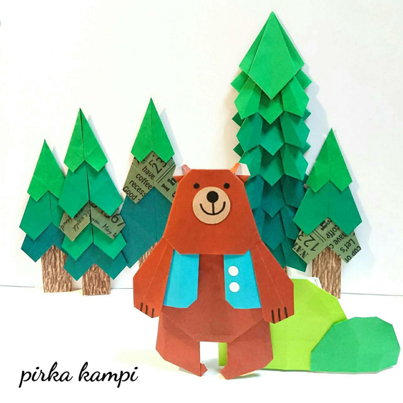 KUMA.No.7【折り紙】森 と くま *** Bear その他素材 pirka kampi 通販 13466291｜Creema(クリーマ)