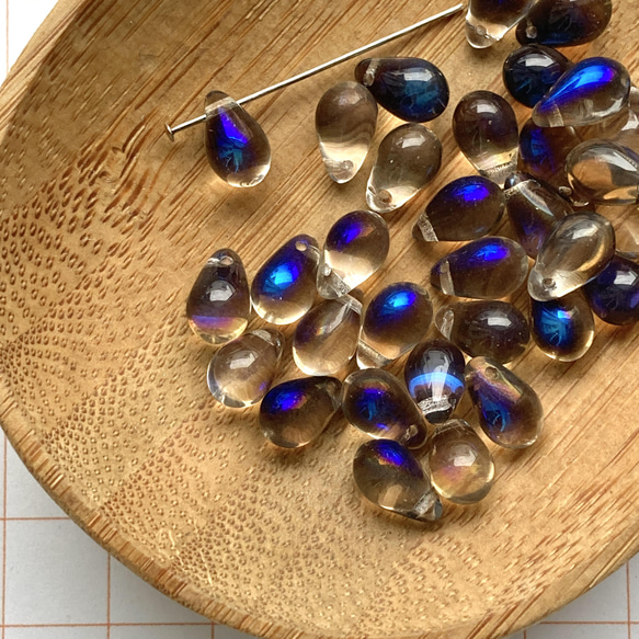 【6×9ミリ 18個】アジュールブルー ドロップ しずく チェコビーズ A047 ビーズ 旅するビーズ cotelier 通販 ...