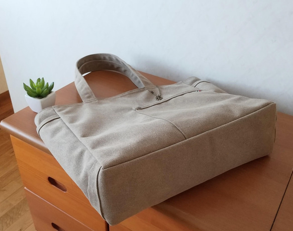 *ご予約受付中*【ポケットいっぱい*デイリートートL】サンドベージュ*ヴィンテージ加工8号帆布* トートバッグ A & K Factory ...