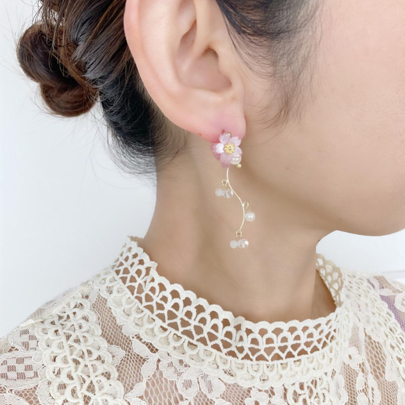 サクラ咲く ピアス/イヤリング ピアス（その他） flower 通販 13506441｜Creema(クリーマ)