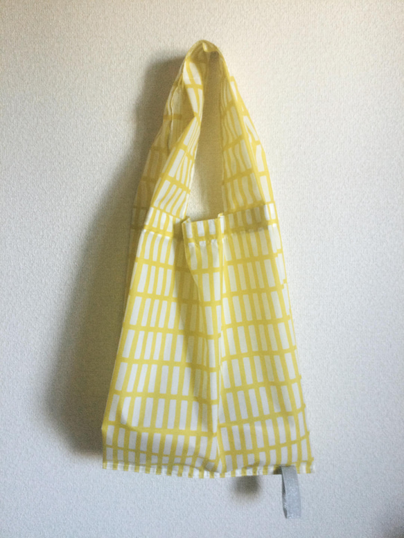 クルクル簡単にたためるエコバック北欧柄レモンイエロー キラキラゴムで気分が上がる サブバックでも エコバッグ・サブバッグ Rarin 通販 ...