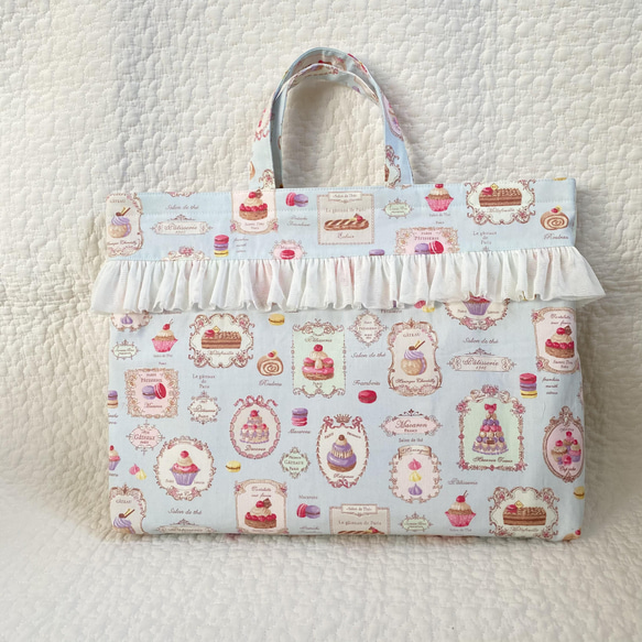 フリルのレッスンバッグ スイーツ柄 レッスンバッグ ソラノイロト 通販 13513076｜Creema(クリーマ)