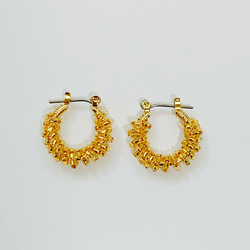 276＊純金メッキビーズ フープピアス ピアス（フープ） cali 通販｜Creema(クリーマ) 13513314