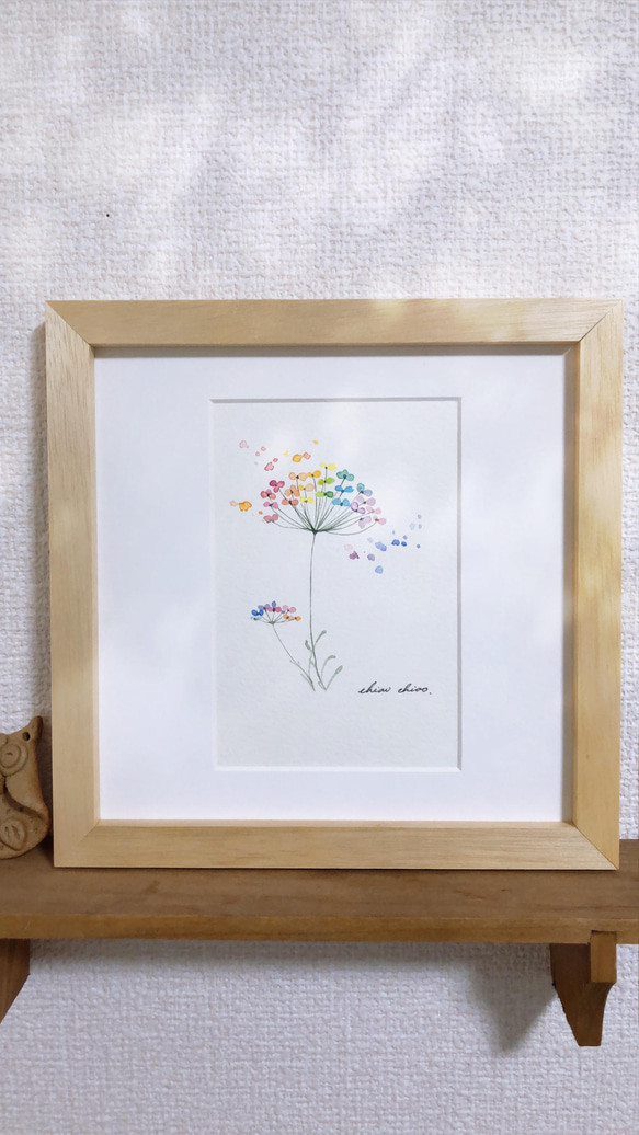 虹色の花-夕霧草 透明水彩原画 イラスト Annie.watercolor 通販 13513548｜Creema(クリーマ)