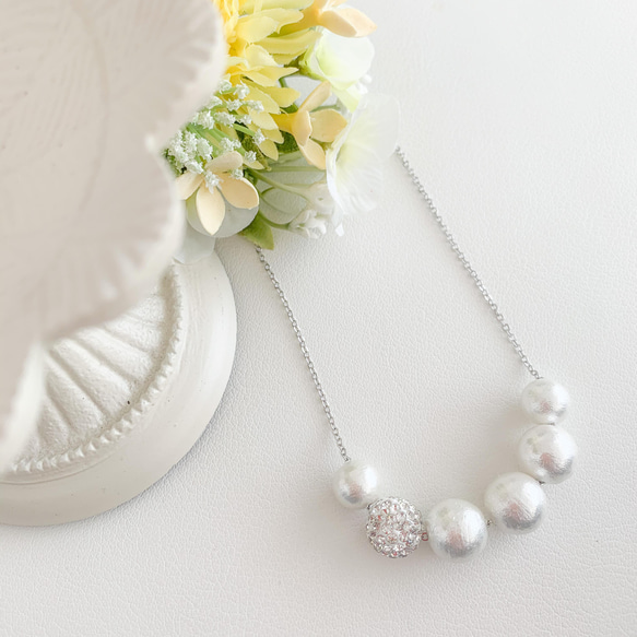 卒業式、入学式♡コットンパールとパヴェボールのネックレス ネックレス・ペンダント Pearls パールズ 通販 13516279｜Creema ...