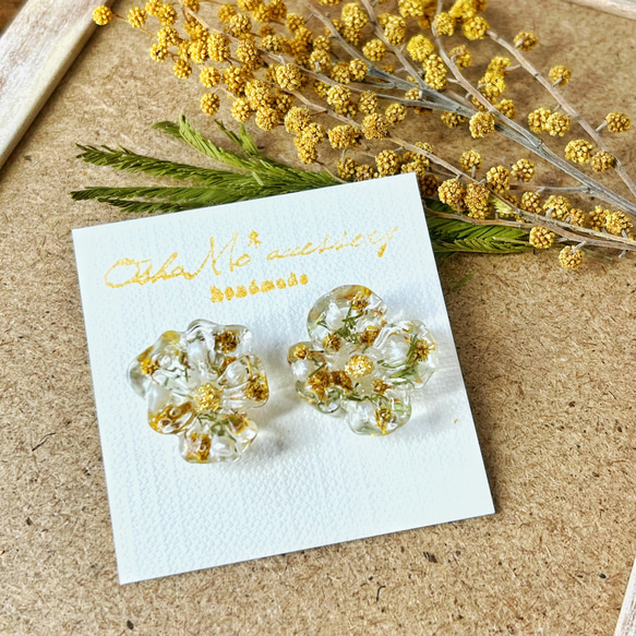 【春ピアス】アンティークミモザのシックなピアス/イヤリング ピアス（スタッド・一粒） OshaMo*accessory 通販 13518372 ...