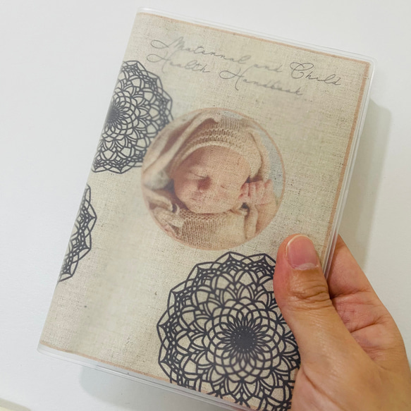 手形足形アート＊母子手帳カバークリアケース付＊綿と麻のリネン＊名入れ無料*写真付き 母子手帳ケース 休店｜手形足形アート専門店Minato ...
