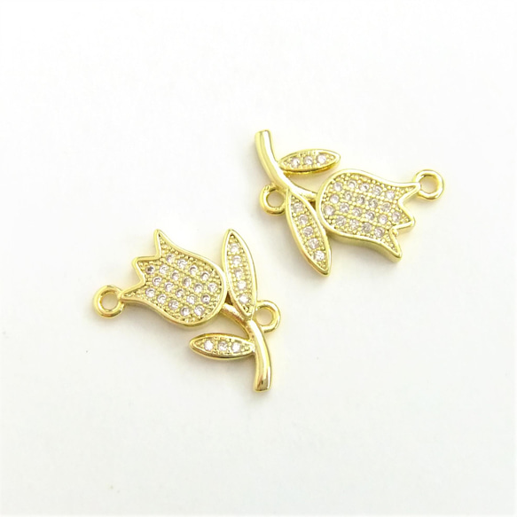 1個・18KGP・チューリップ・コネクター・ライトゴールド・22021368 チャーム 四季彩の森 通販 13520797｜Creema(クリーマ)