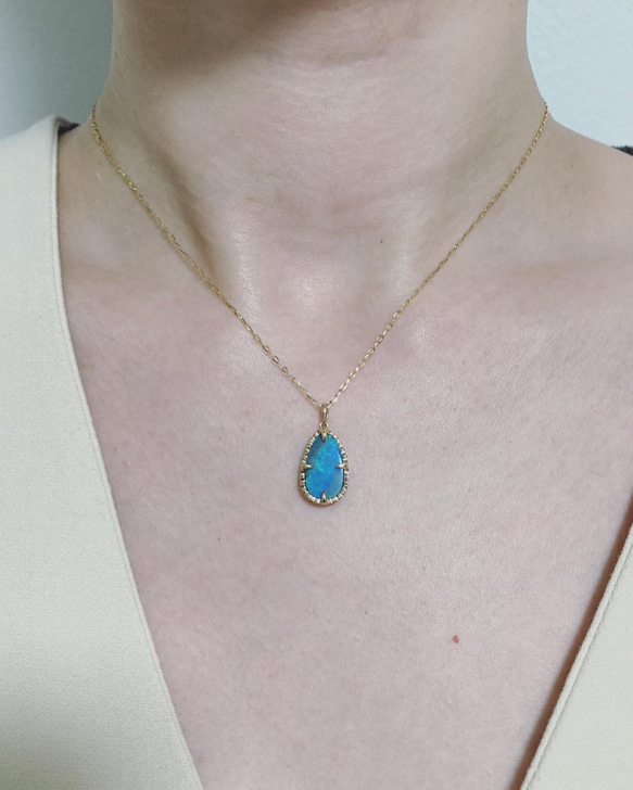 まるでオーロラのようなボルダーオパールk10YGネックレス ネックレス・ペンダント 森の小さなオパール屋さん 通販 13525289 ...