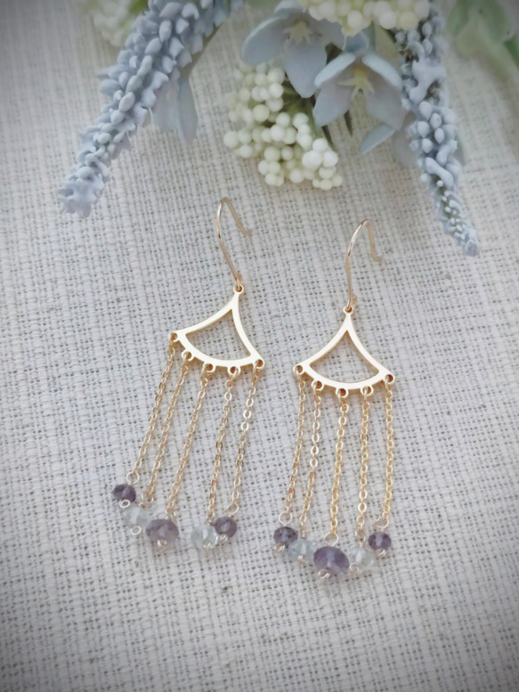 14kgf・14kgp 天然石のシャワーピアス【GSPi1】 ピアス（フック・チェーン） OB.Co 通販 13525667｜Creema(クリーマ)