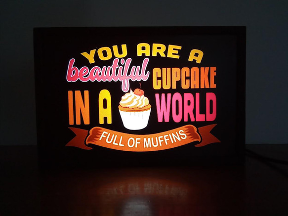 カップケーキ スイーツ 洋菓子 お菓子 アメリカン カフェ ミニチュア 看板 玩具 置物 雑貨 LEDライトBOXミニ スタンドライト ...