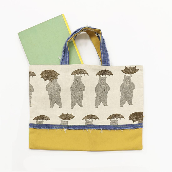 1点もの！個性的おしゃれ熊くま【just a bag.】 オリジナルハンドメイドスクールバッグbi-004-jb トートバッグ hfab ...