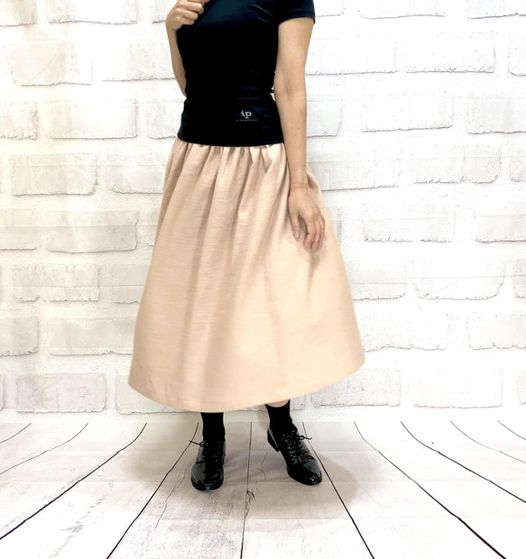 フェミキュート＊国産コットンリネン 二重織のソフトアプリコットBy 彩苺[1891]k2 フレアスカート Souq AN 通販 ...