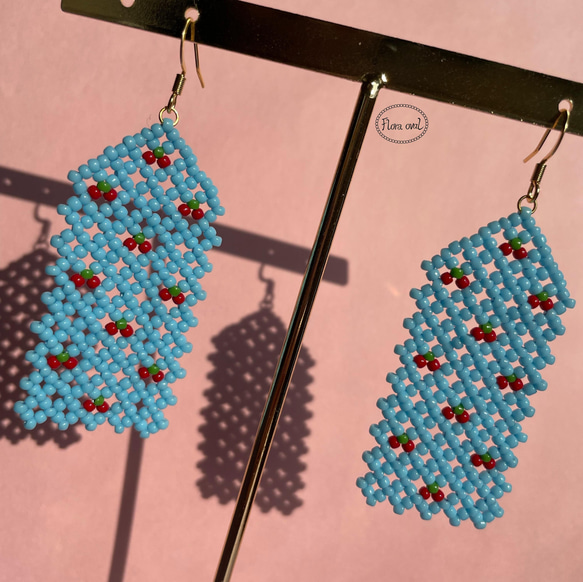 さくらんぼのフックピアス・ノンホールピアス チェリー 水色 ライトブルー A21-27 ピアス（フック・チェーン） Flora oval 通販 ...