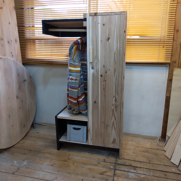 [ブラック]収納付き ナチュラル ハンガーラック 収納棚 ハンガーラック sk50/craft 通販 13536552｜Creema(クリーマ)