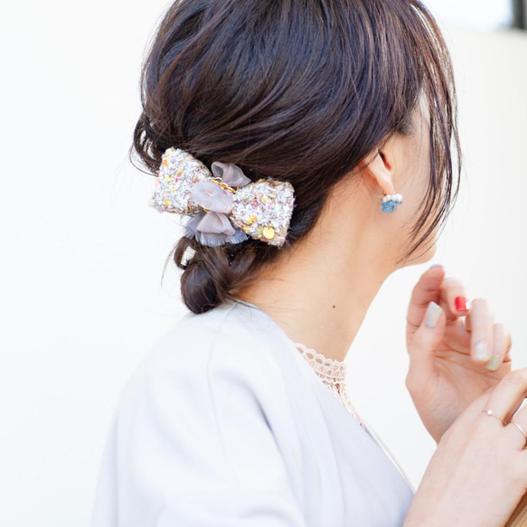 ツイードのクチュールリボン｜バレッタ｜Ambre（アンバー） バレッタ chiko 通販 13537474｜Creema(クリーマ)