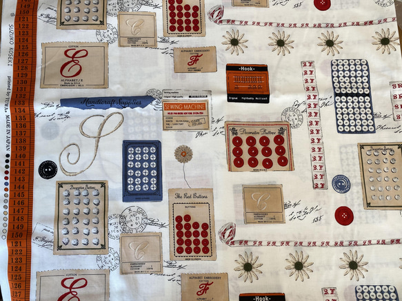 新商品！ YUWA 『小関鈴子 お洒落なソーイング柄』～50㎝単位でカット～ 生地 Blanc de Roi 通販 13543404 ...