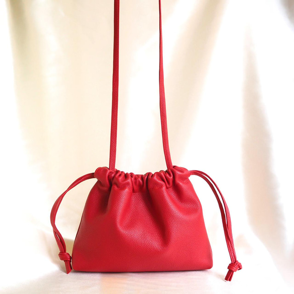 名入れ無料 本革 巾着 ショルダーバッグ 本革名入れキーホルダー付き ショルダーバッグ milin 通販｜Creema(クリーマ)