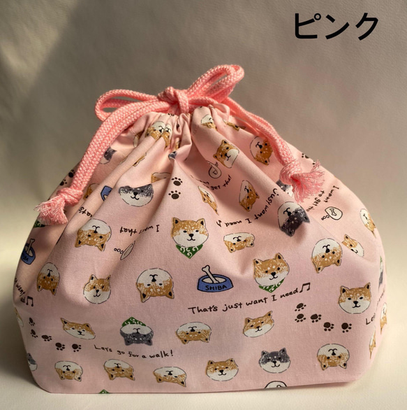 柴犬フェイスの巾着袋 (ピンク) 巾着袋 Teren Paren 通販 13545349｜Creema(クリーマ)
