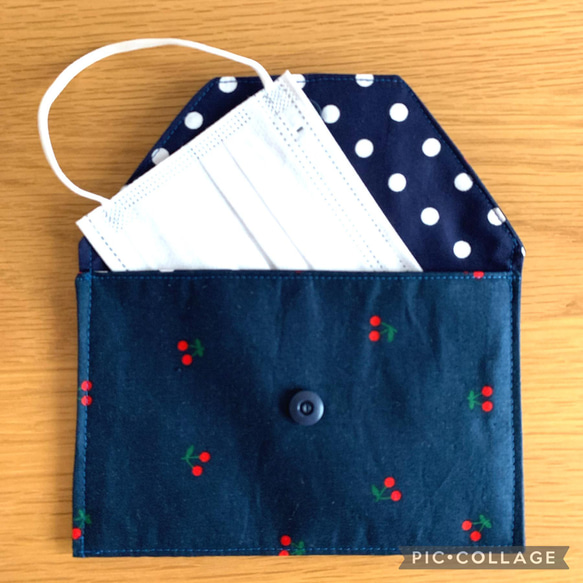 『洗える』子ども用マスクケース・さくらんぼ(紺色) マスクケース 春の森 通販 13552536｜Creema(クリーマ)