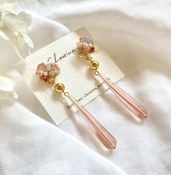 Pink Flower イヤリング／ピアス イヤリング・ノンホールピアス Chourina 通販 13575424｜Creema(クリーマ)