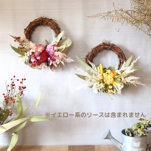 ドライフラワーのミニリース・ミモザイエロー リース MOOI ドライフラワーのミニリース・ミモザイエロー リース MOOI
