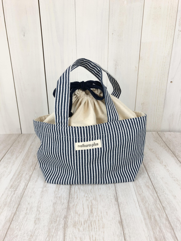 デニム調 ストライプ （紺） お弁当袋 弁当袋・風呂敷 naikara.plus 通販 13577230｜Creema(クリーマ)