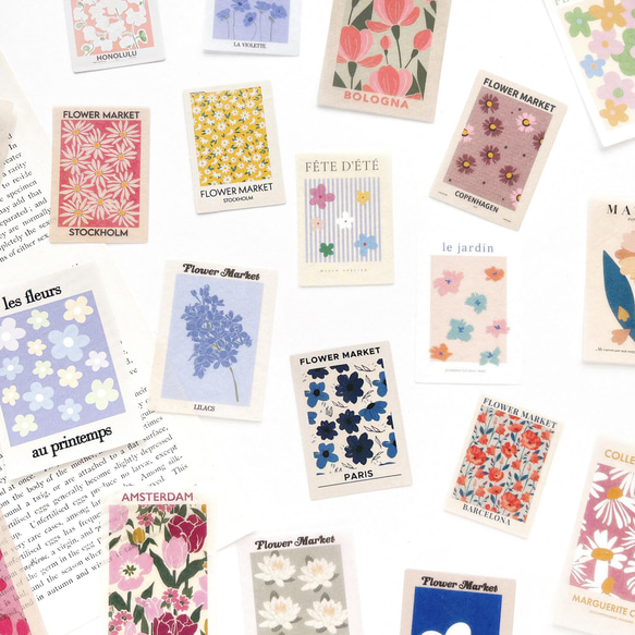 花 フレークシール 40枚set 《flower》[F447] シール Misty Classic 通販｜Creema(クリーマ) 13578453