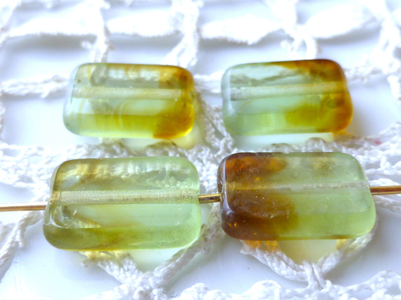 テーブルカット 緑茶の時間 チェコビーズCzech Glass Beads4個 ビーズ bunako 通販 13578632｜Creema(クリーマ)