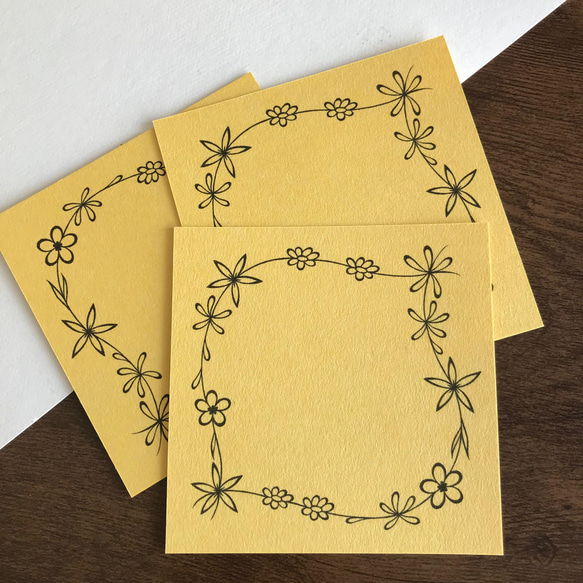 花柄メッセージカード 正方形 山吹色 メッセージカード Mimo Mimo 通販 13579750｜Creema(クリーマ)