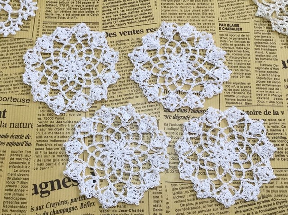 ラウンド型のレース編みミニミニコースター ホワイト4枚セット その他インテリア雑貨 ♪Hand-Made-Cafe♪ 通販 13580239 ...