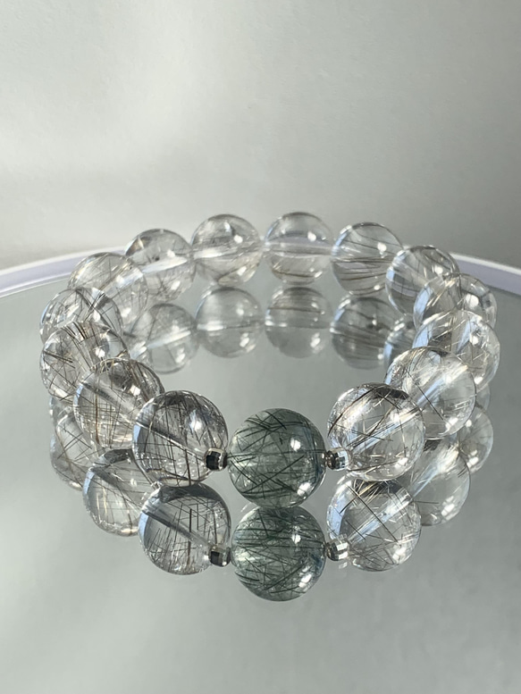 天然石ブレスレット グリーンルチルとシルバールチル ブレスレット ねぇねぇ 通販 13586795｜Creema(クリーマ)